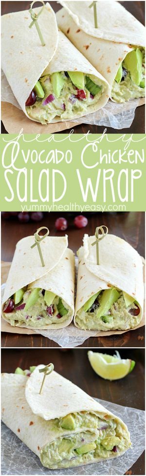 Avocado Chicken Salad Wrap - Yummy Healthy Easy