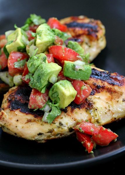 Cilantro Lime Chicken with Avocado Salsa - Yummy Healthy Easy