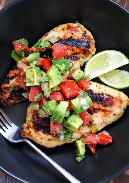 Cilantro Lime Chicken with Avocado Salsa - Yummy Healthy Easy