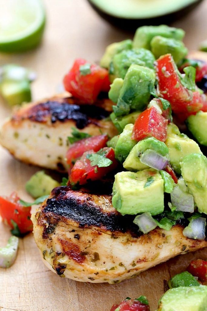 Cilantro Lime Chicken with Avocado Salsa - Yummy Healthy Easy