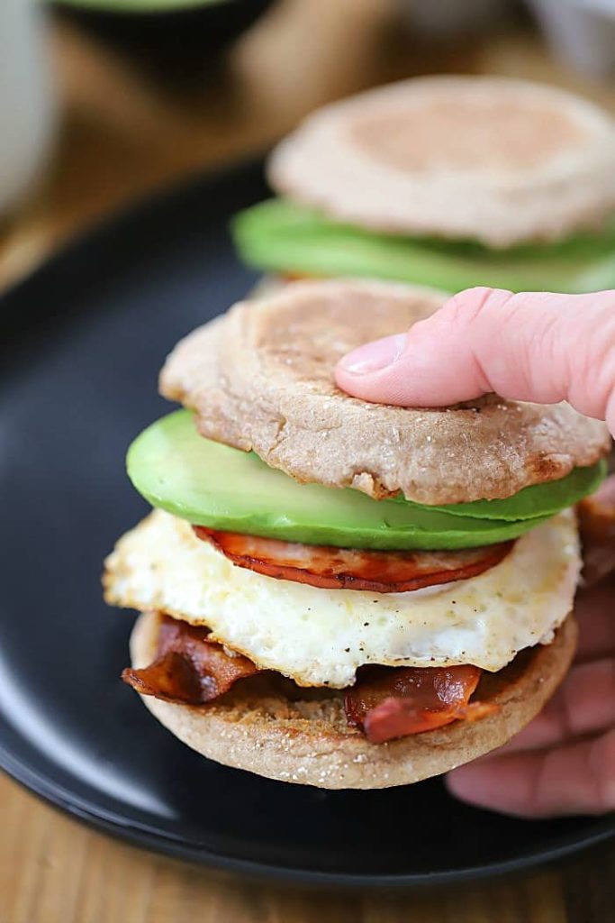 Egg, Bacon and Avocado Breakfast Sandwich - Yummy Healthy Easy